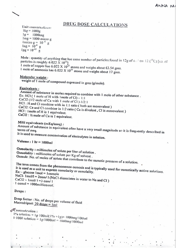 Drug Dose Calculation | PDF
