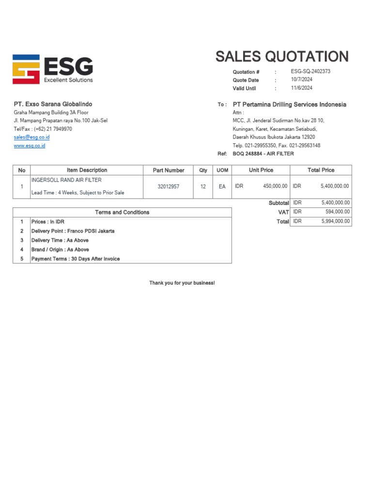 PT Esg - 248884 - Air Filter | PDF