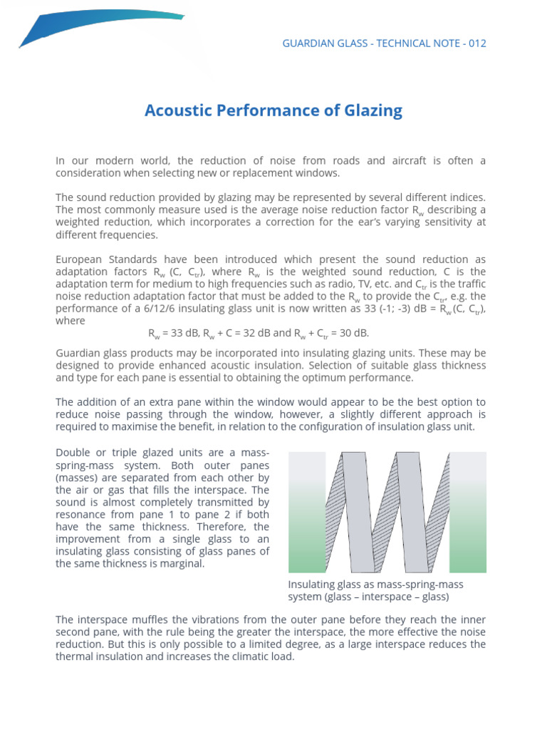 Technical Note - 012 - Acoustic Performance of Glazing | PDF | Glasses ...