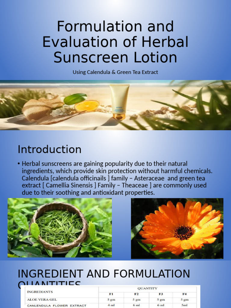 Formulation and Evaluation of Herbal Sunscreen Lotion | PDF | Sunscreen ...