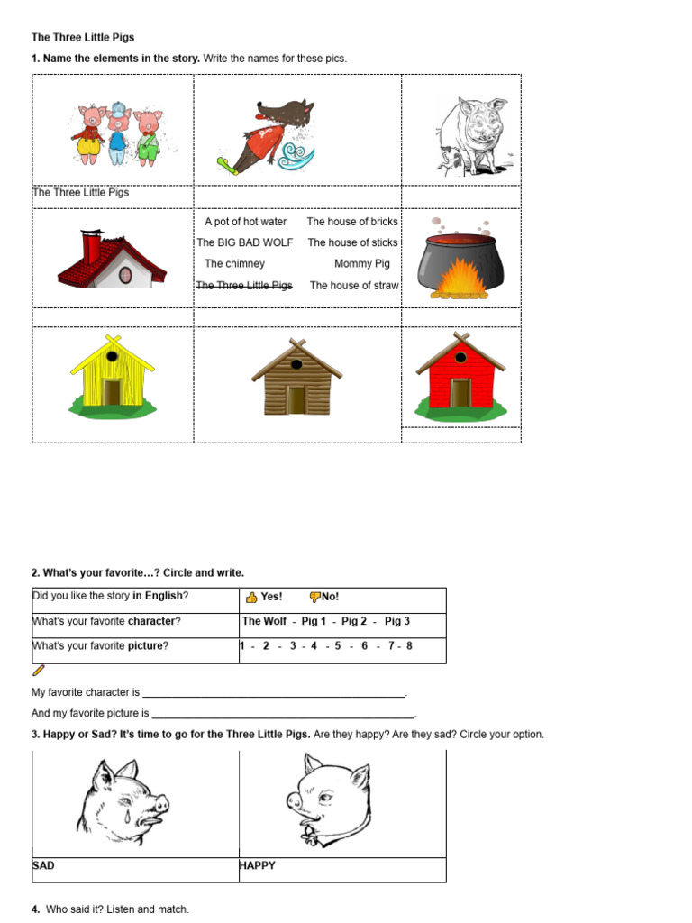 The Three Little Pigs - Activities | PDF