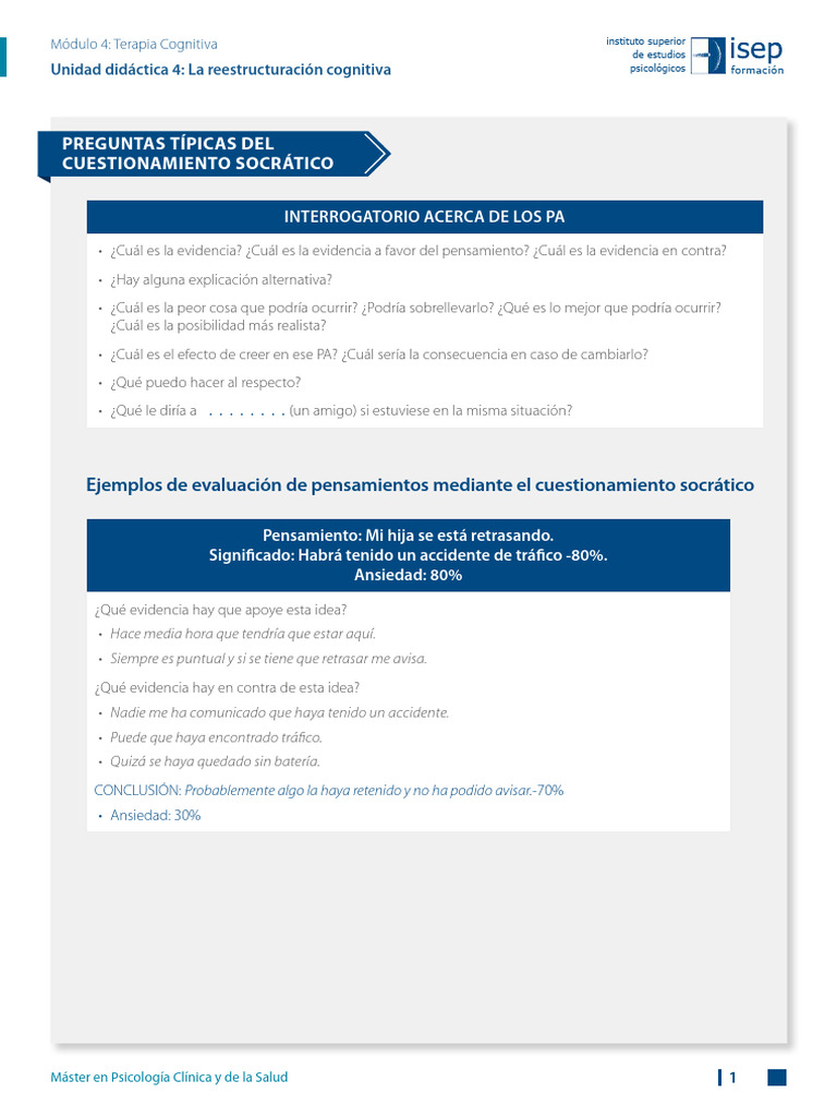 MTPC m04 Ud04 Cuestionamiento Socratico | PDF | Pensamiento | Sicología