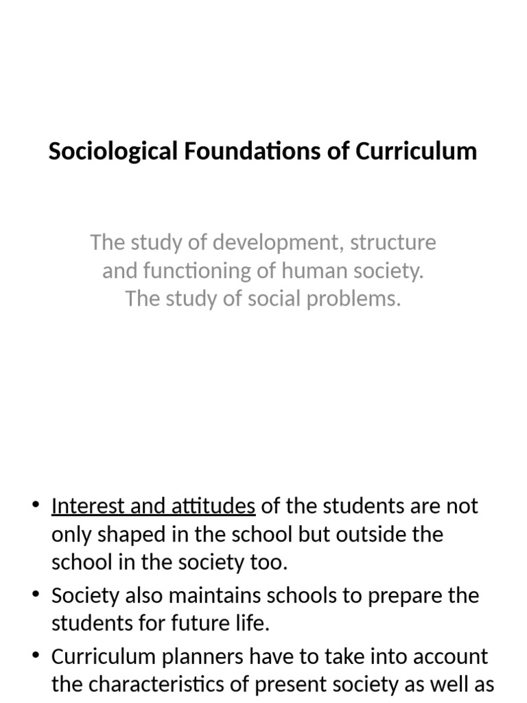 Sociological Foundations | PDF | Preschool | Curriculum
