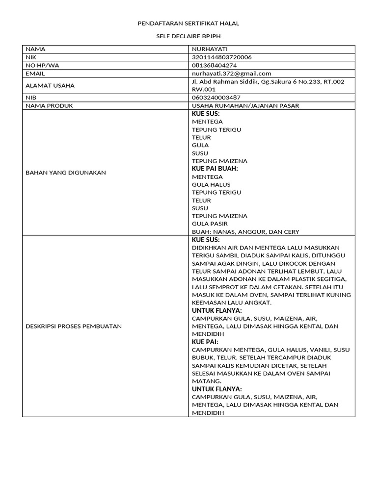Pendaftaran Sertifikat Halal | PDF