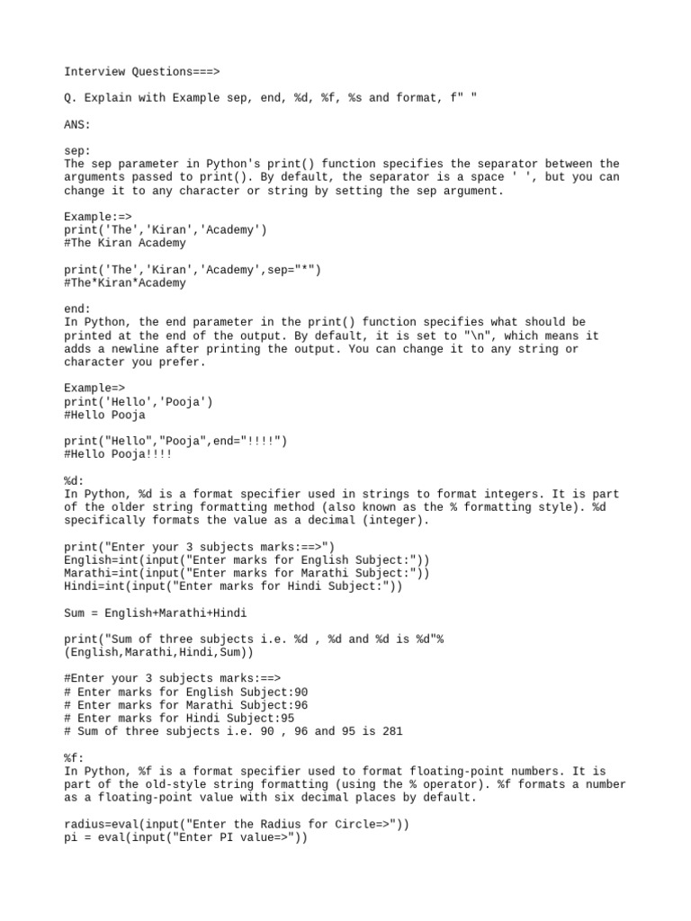 Interview Questions-21-10-24 | PDF | Parameter (Computer Programming) | Computer Science