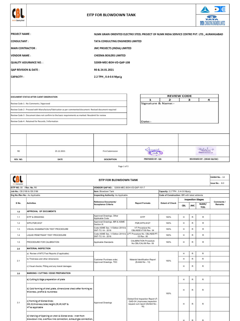 Eitp Blowdown Tank | PDF | Nondestructive Testing | Pipe (Fluid Conveyance)