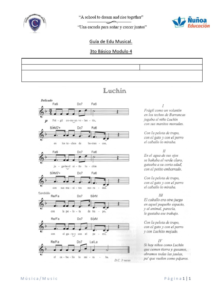Edu Musical: Luchin de Víctor Jara | PDF