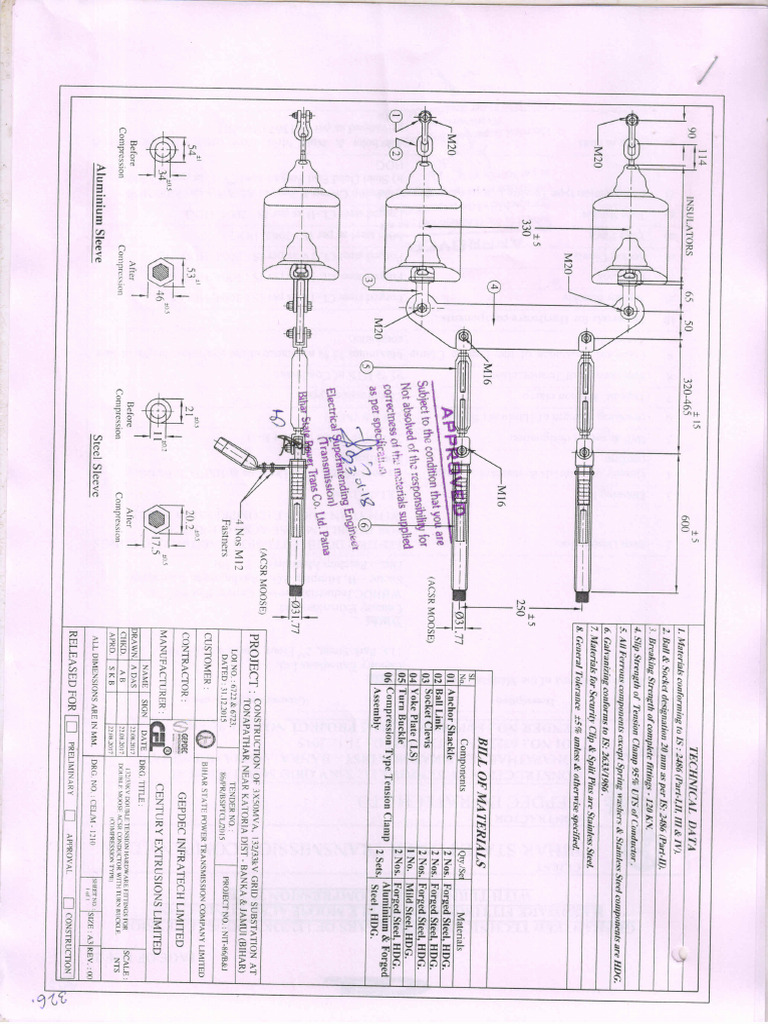 Approved Drawing of Hardware Fitting With Clamp and Connector 86 B 3 | PDF