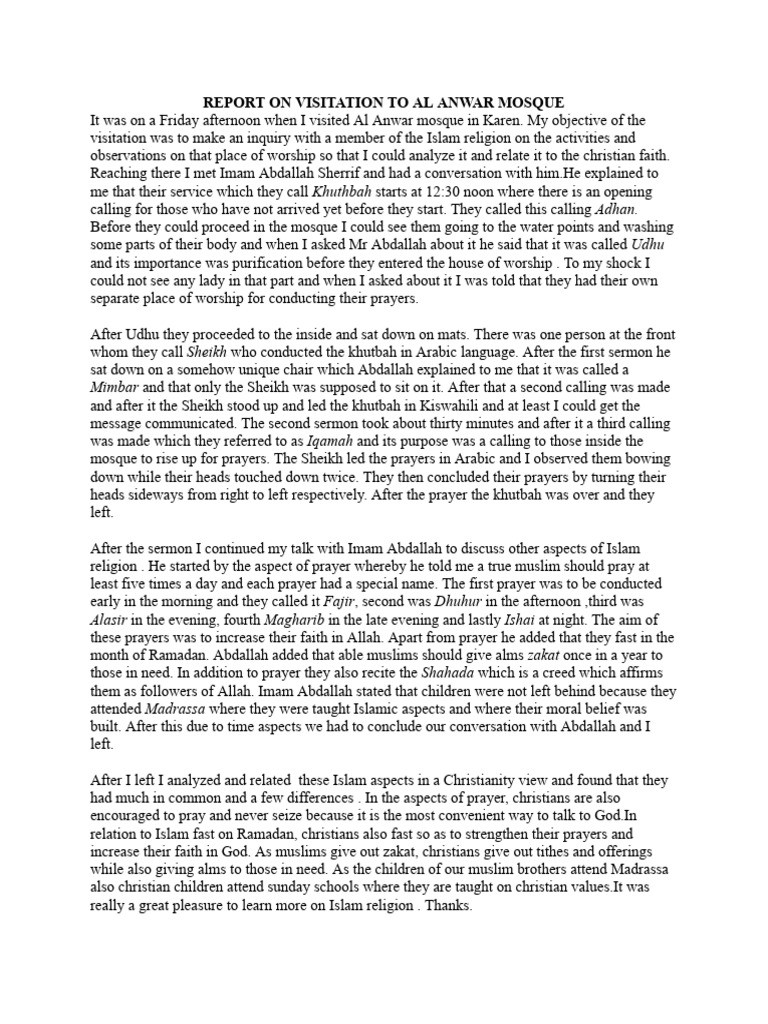 Report On Visitation On Place of Worship | PDF | Abrahamic Religions ...