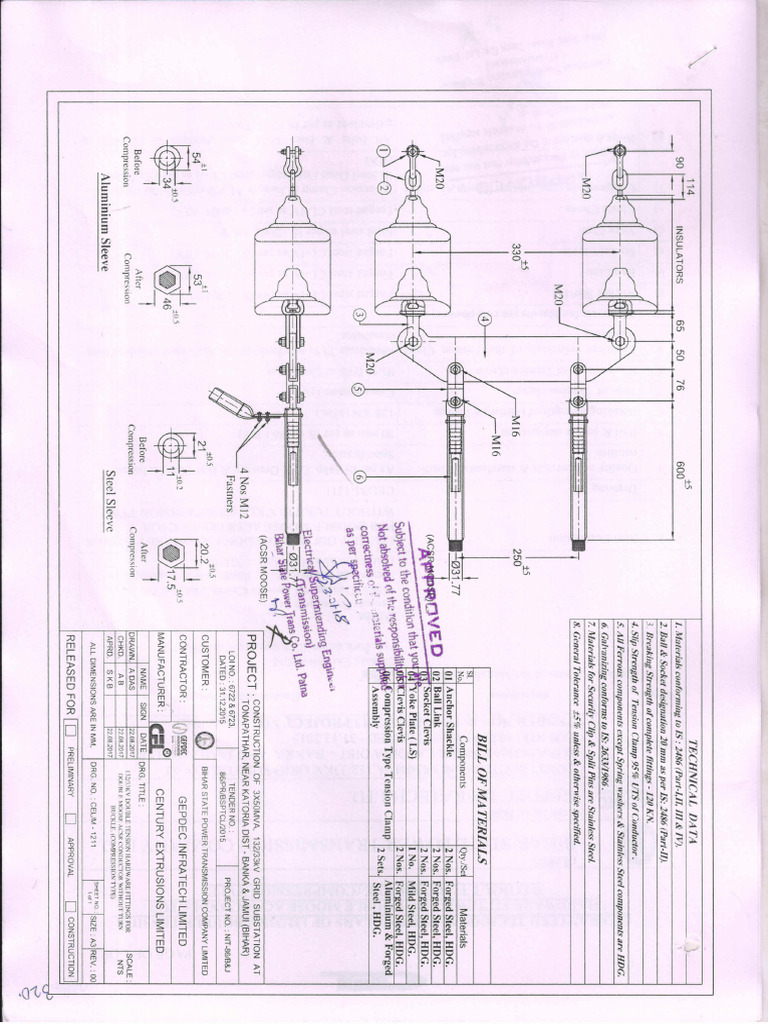 Approved Drawing of Hardware Fitting With Clamp and Connector 86 B 9 | PDF