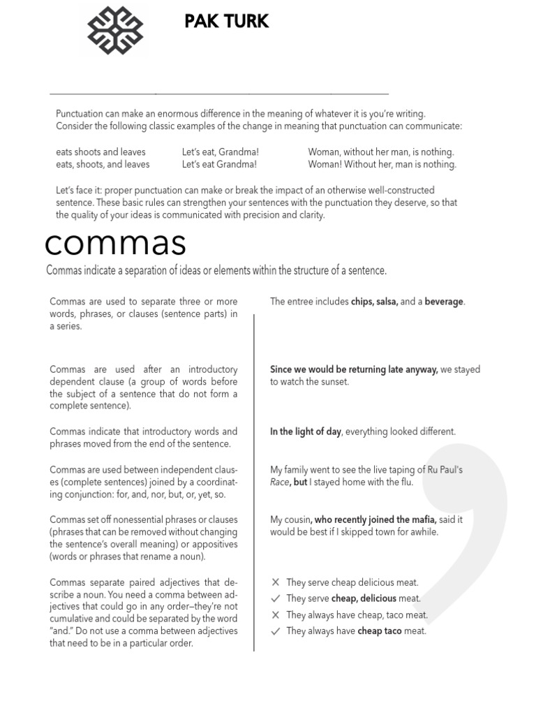 Basic Punctuation Rules | PDF | Comma | Adjective
