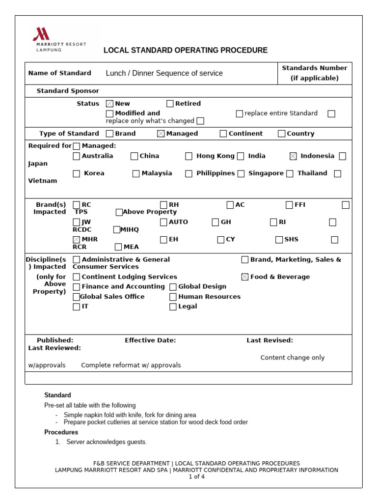 Restaurant Service Guidelines | PDF | Meal | Hors D'oeuvre