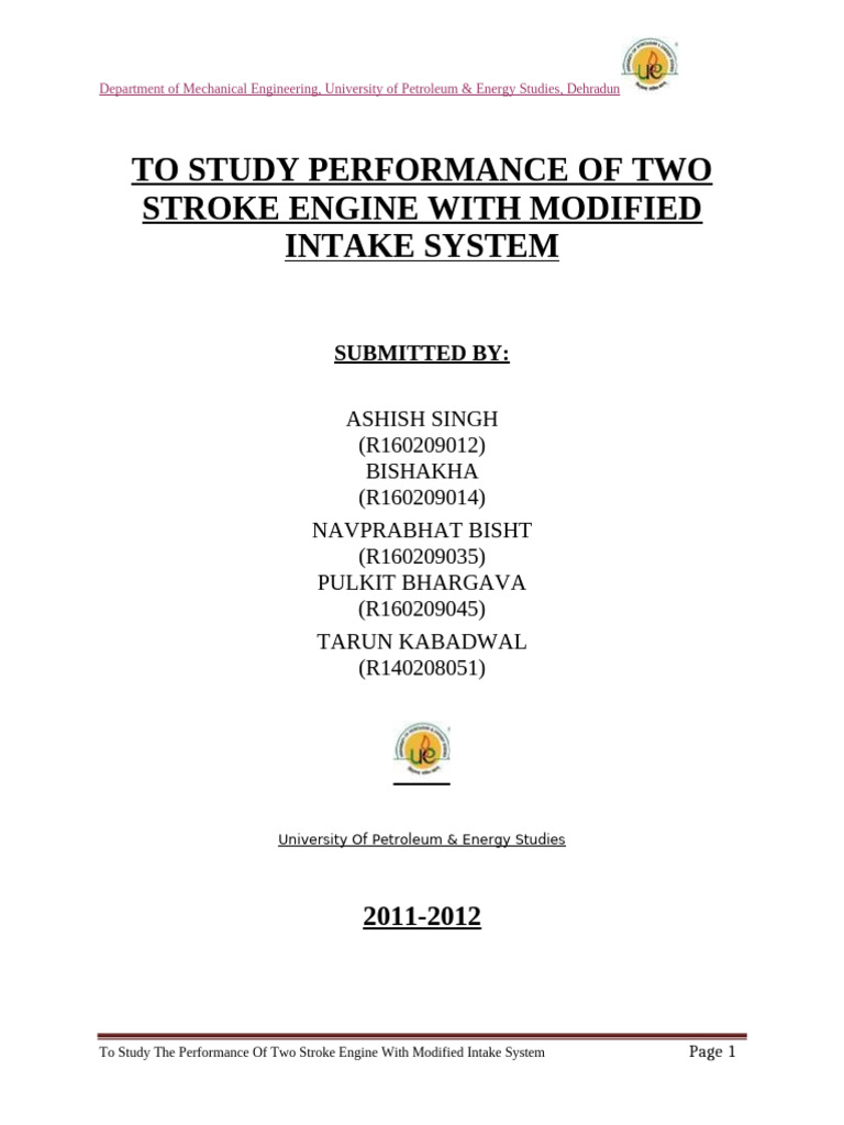 To Study Performance of Two Stroke Engin | PDF | Internal Combustion ...