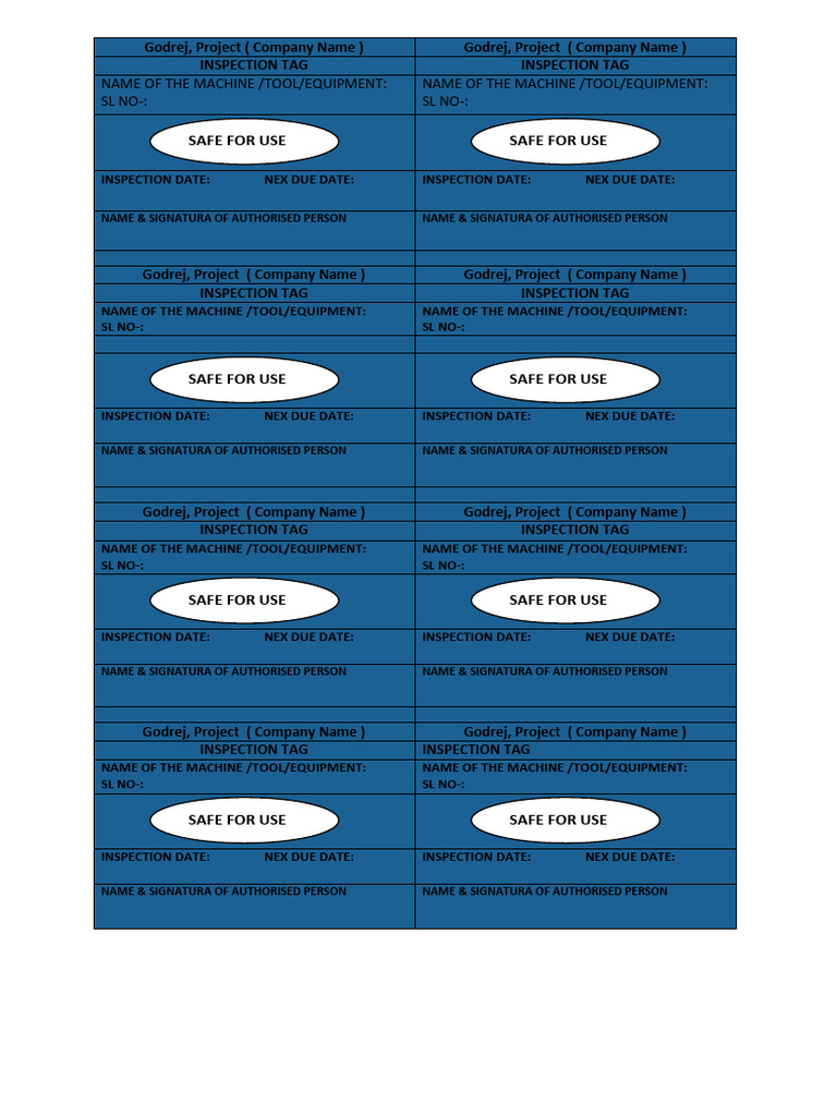 July Inspection Tag For Power Tools Equipement12334 | PDF