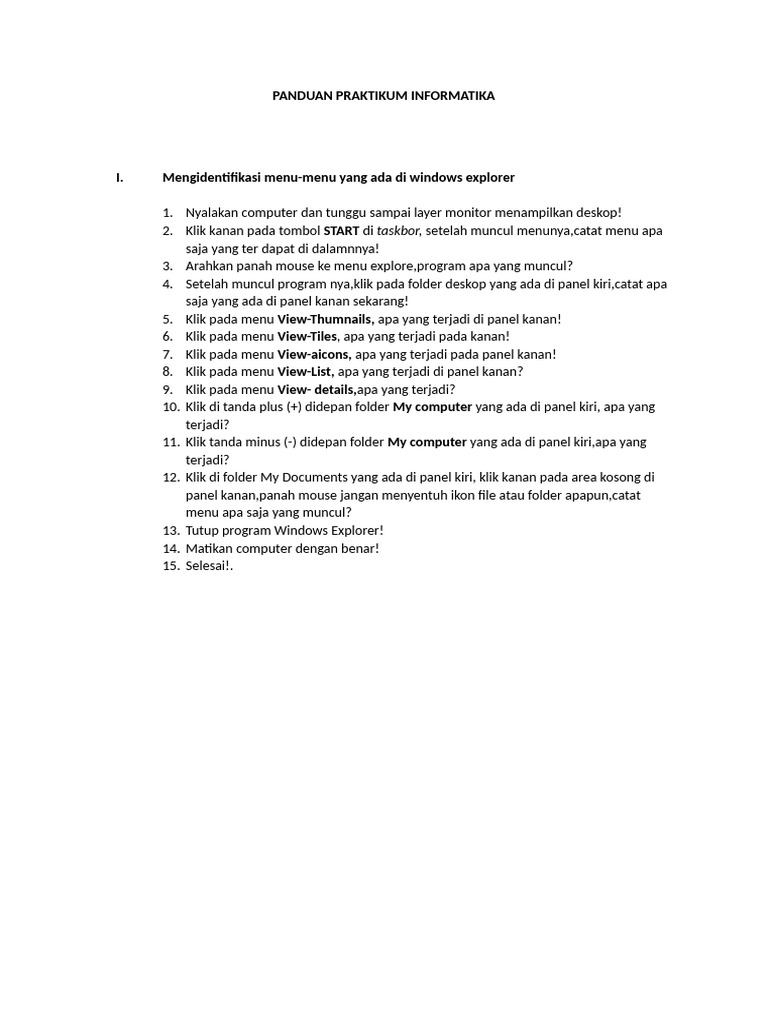 Panduan Praktikum Informatika | PDF