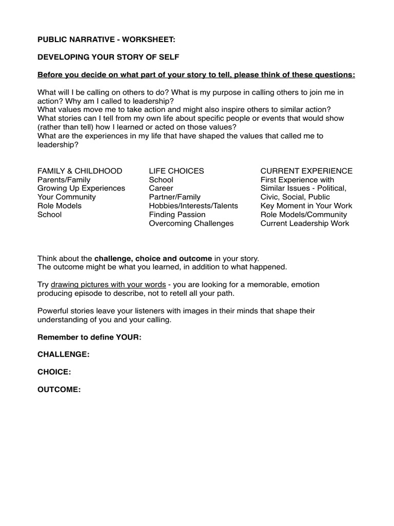 PDF Story of Self - Worksheet | PDF