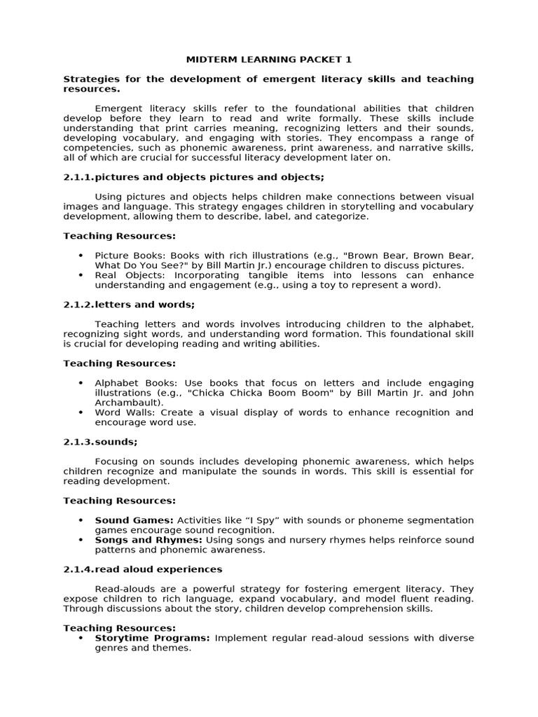 Midterm Learning Packet | PDF | Phonics | Reading Comprehension