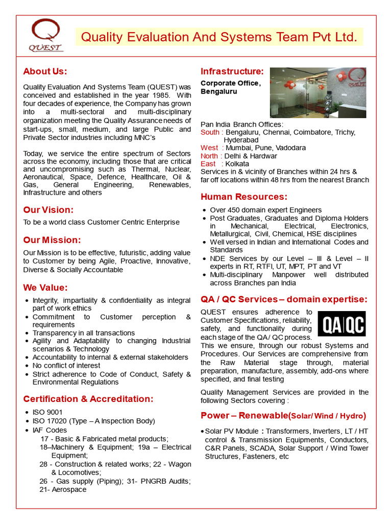 QUEST.Brochure.2023 | PDF | Boiler | Quality Assurance