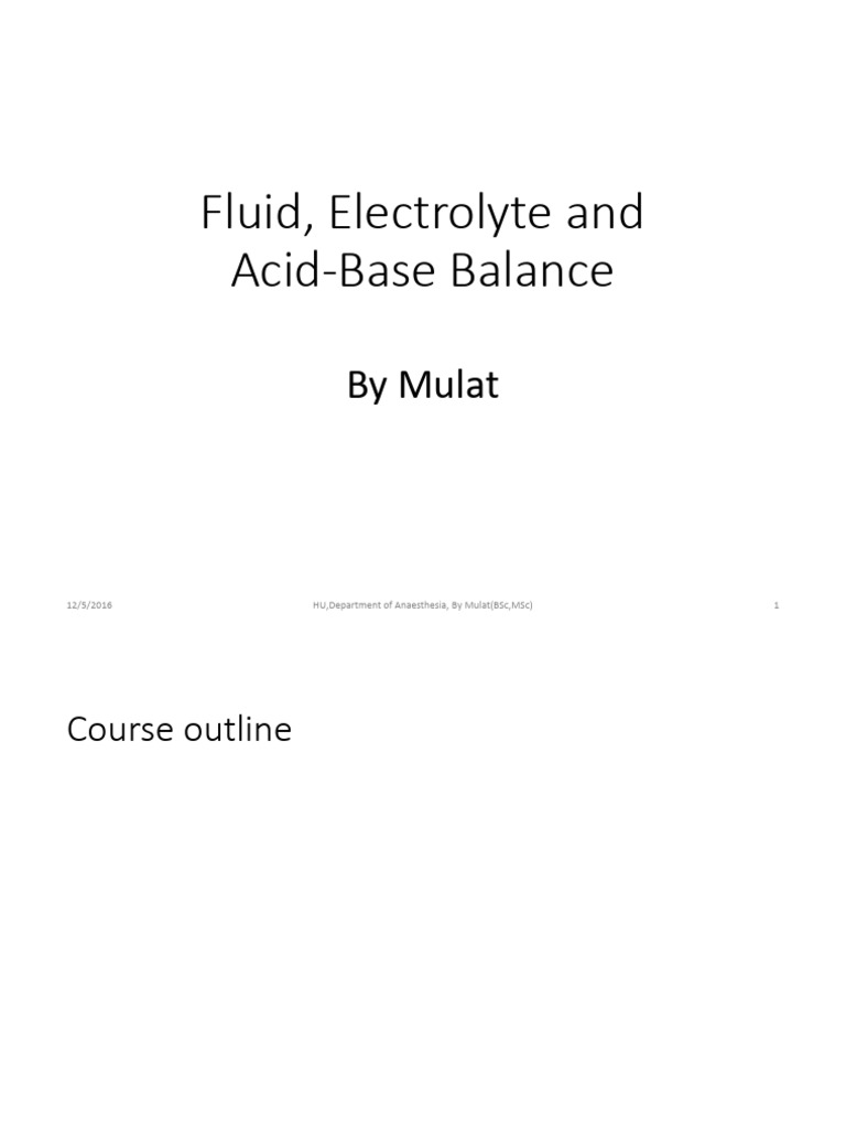 Fluid Electrolyte and Acid Base Balance For 3rd Years Students PDF ...