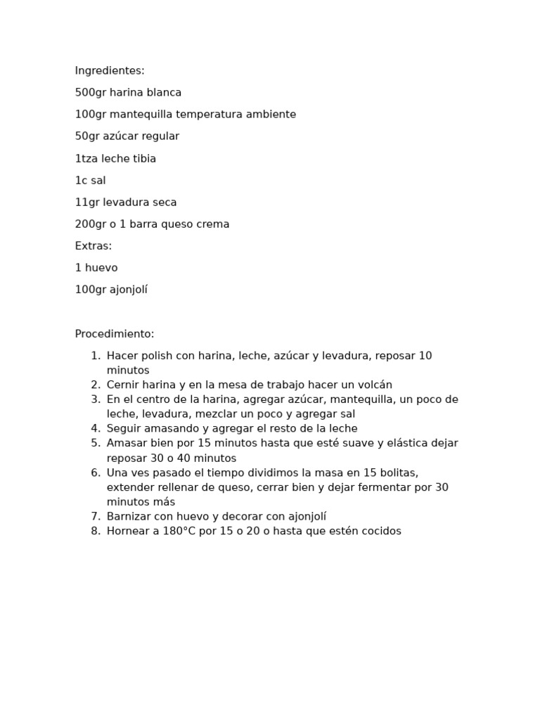 Bollos Rellenos de Queso | PDF