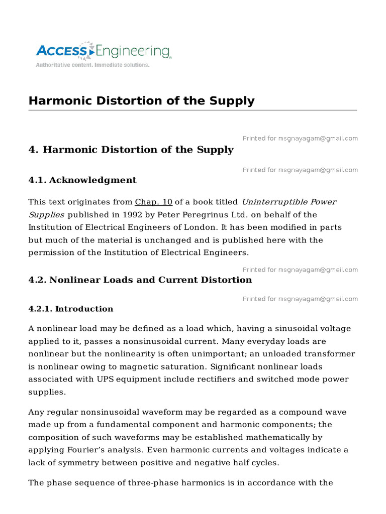Harmonic Distortion of The Supply | PDF | Rectifier | Capacitor