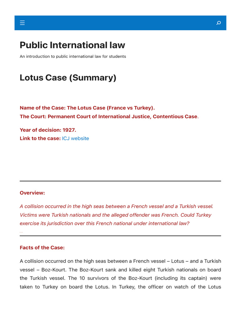 The Lotus Principle in Jurisdiction | PDF | Jurisdiction ...