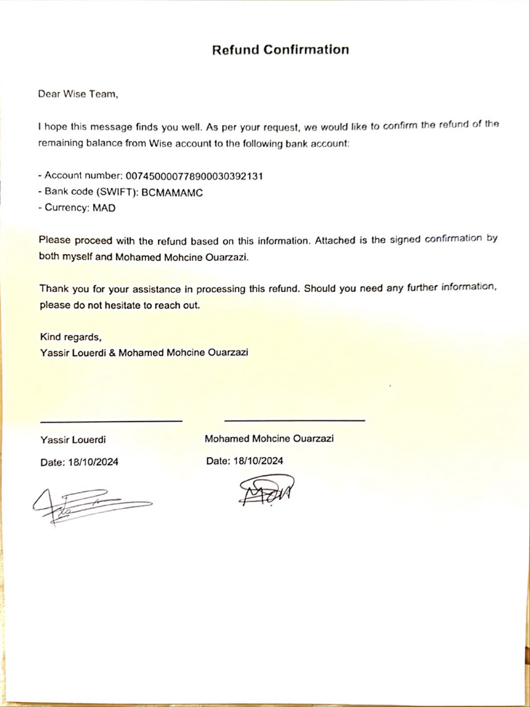 Wise Refund Signature | PDF