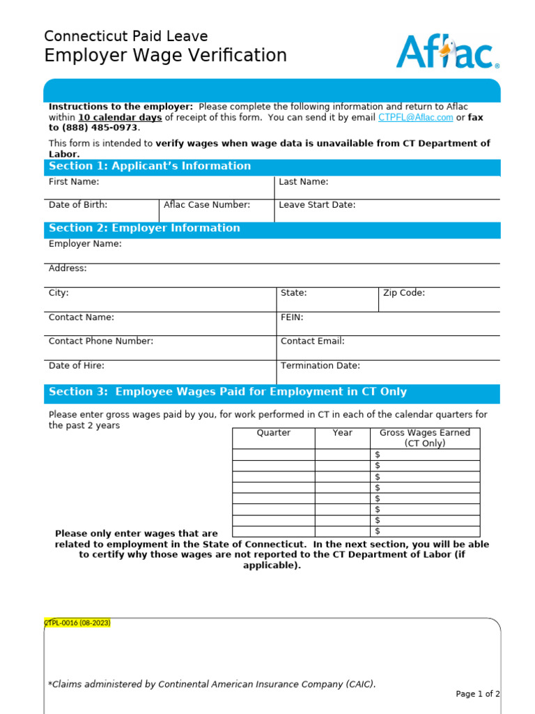 Form-CTPL-Employer Wage Verification Form - English Updated Version ...