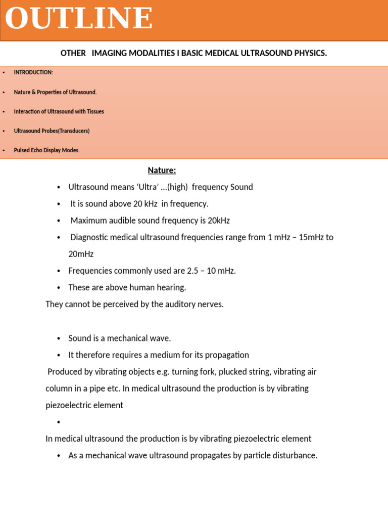 Other Imaging Modalities Ultrasound Note | PDF | Waves | Sound