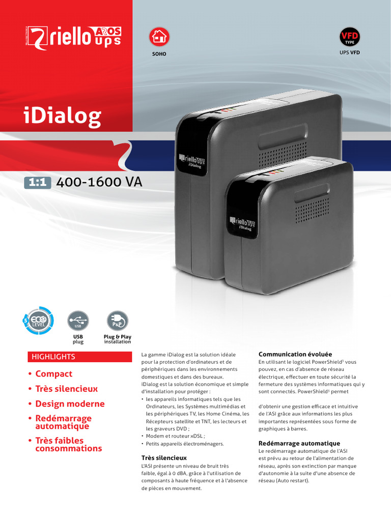 Onduleur Riello iDialog 400-1600 VA | PDF | Électrotechnique ...