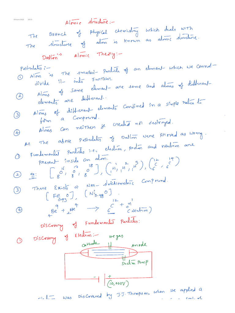 ATOMIC STRUCTURE Full Notes PDF | PDF