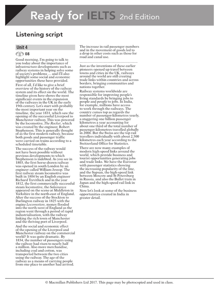 Listening Transcript | PDF | Rail Transport | Train