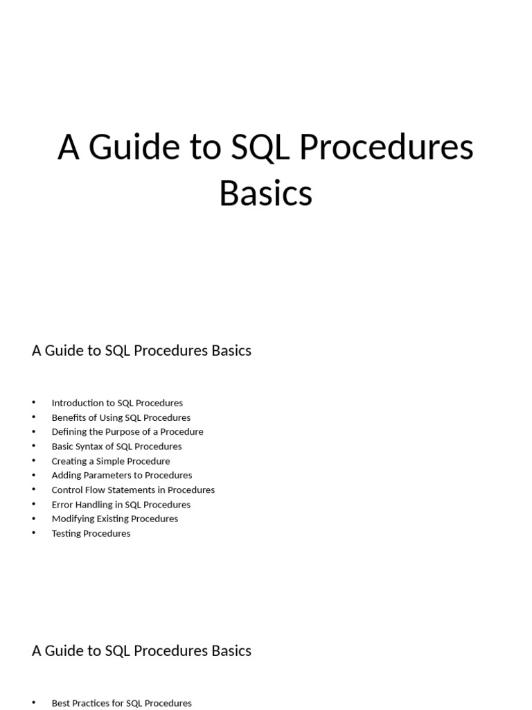 A Guide To Sql Procedures Basics Pdf Parameter Computer Programming Control Flow