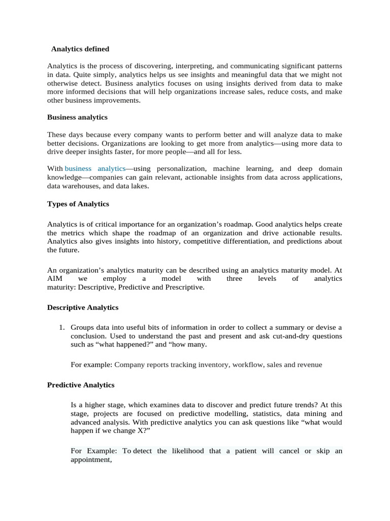 Unit 1 Strategic Management | PDF | Analytics | Predictive Analytics