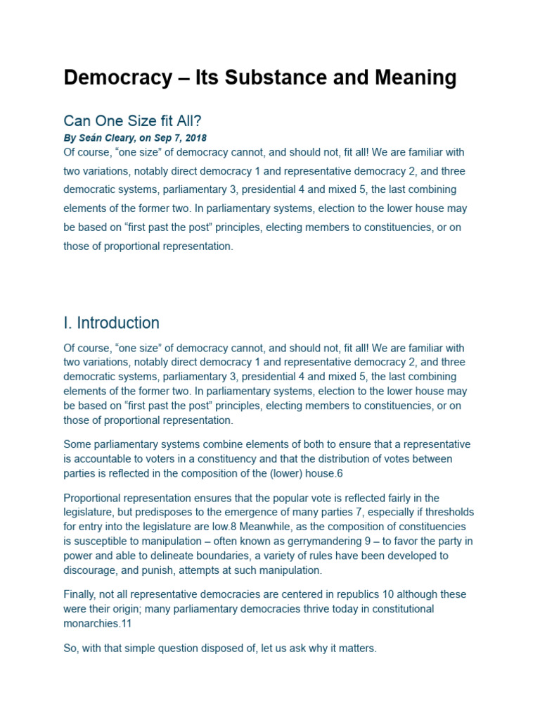 Democracy - Its Substance and Meaning | PDF | Democracy | Political ...
