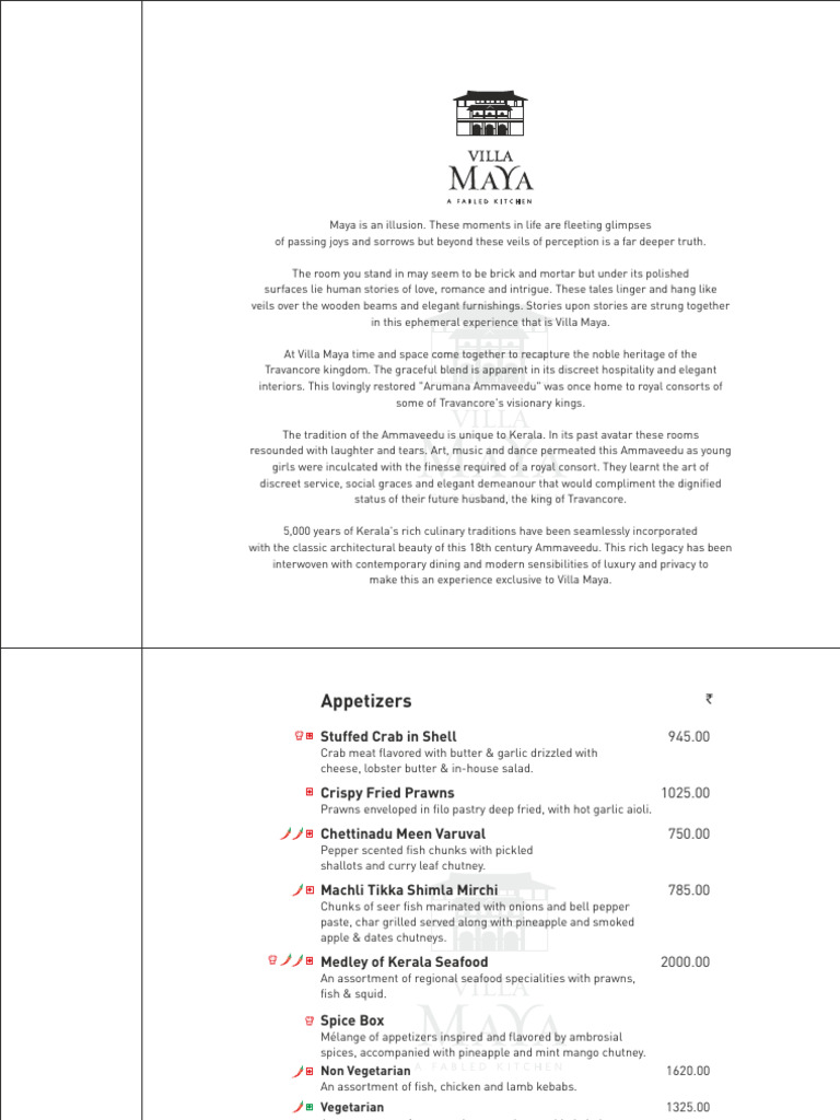 VillaMaya - Restaurant - Menu - New Rates Updated - 26-05-2022 Printed ...
