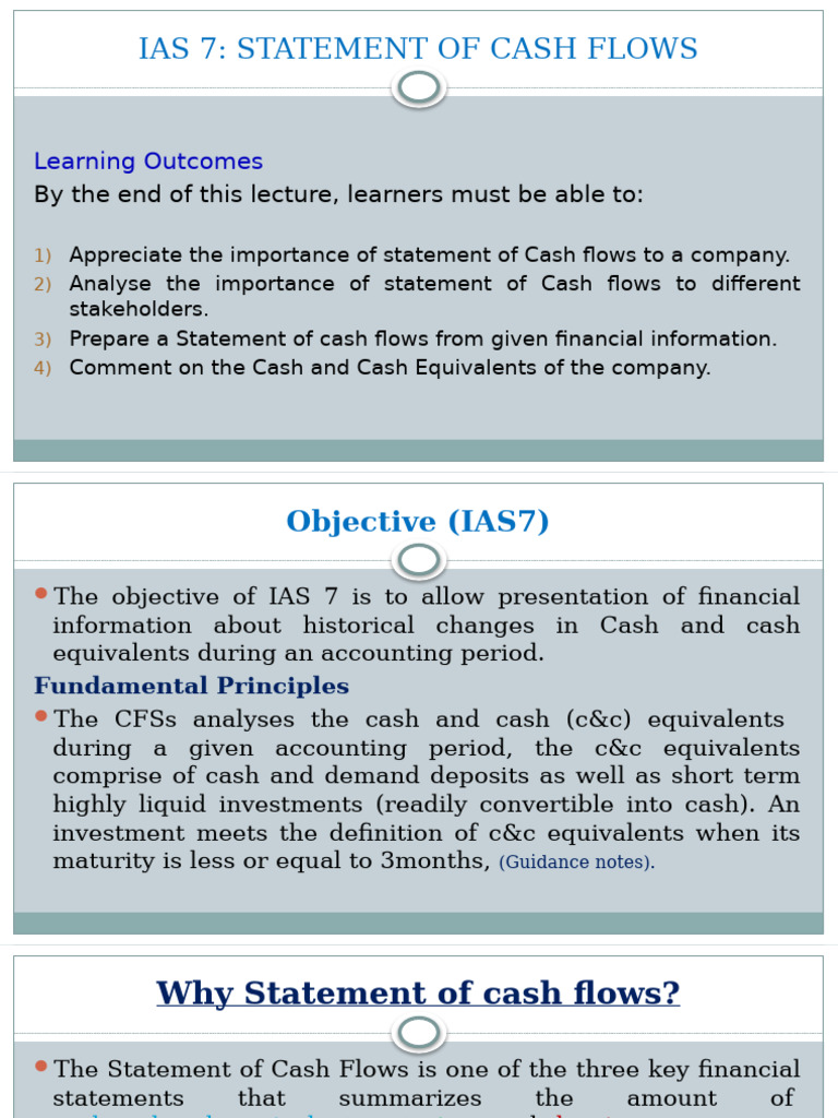 Understanding IAS 7 Cash Flow Statement | PDF | Dividend | Cash Flow ...