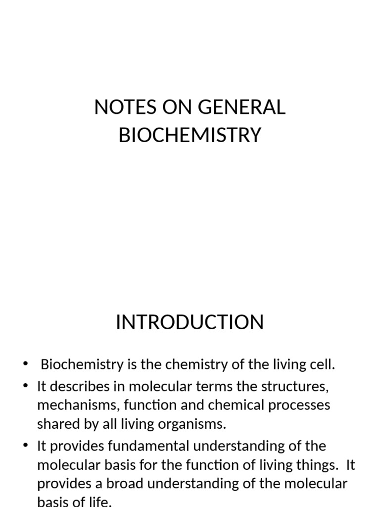 Notes On General Biochemistry | PDF | Carbohydrates | Enzyme
