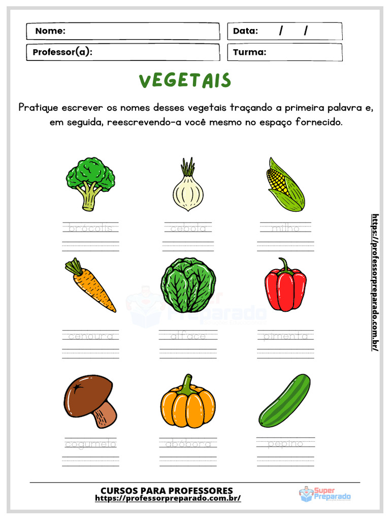 182.atividade Com Os Vegetais | PDF | Educação Especial | Pedagogia