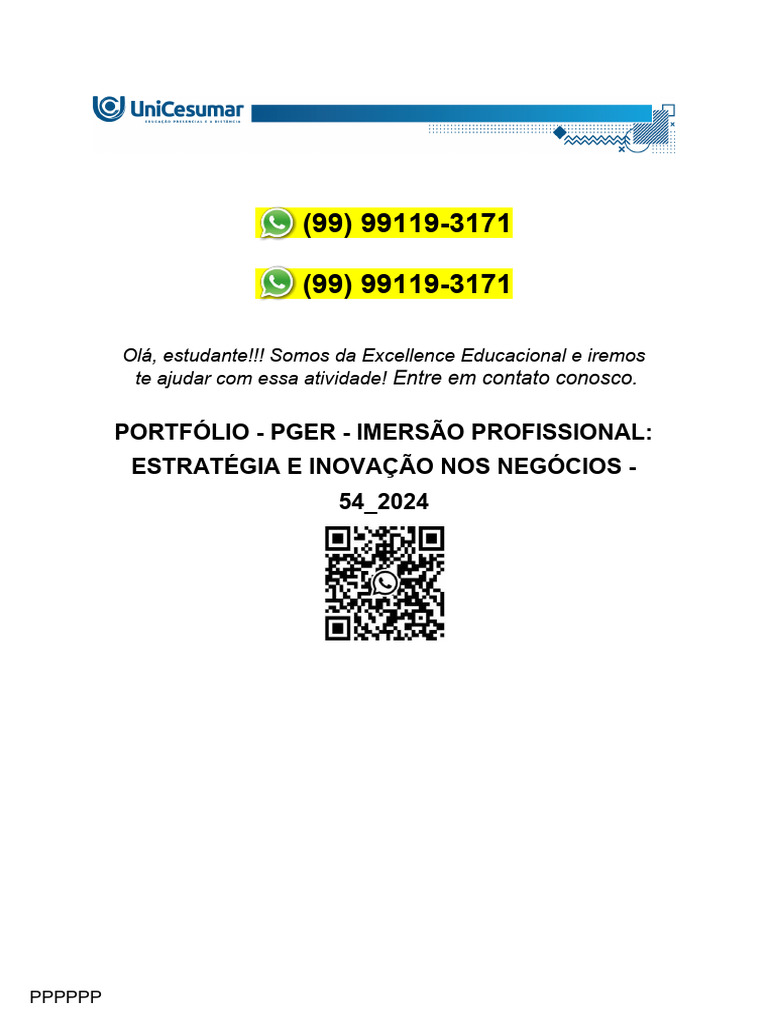 Portfólio - Pger - Imersão Profissional Estratégia e Inovação Nos ...