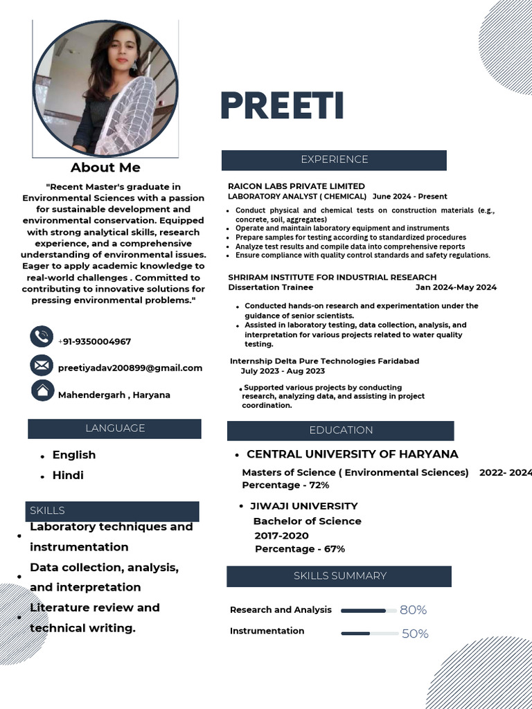 Preeti CV | PDF | Laboratories | Science