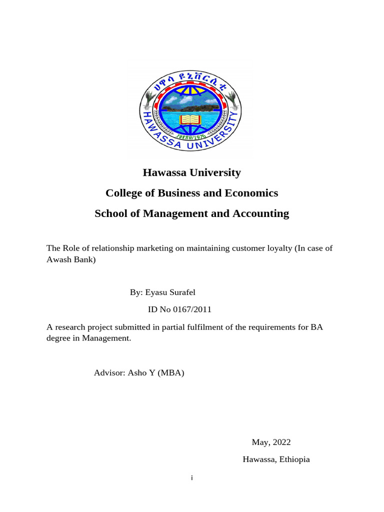 EYASU RESEARCH | PDF | Marketing | Customer