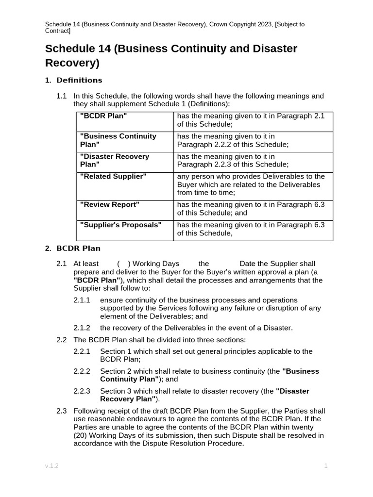 Mid-Tier Schedule 14 Business Continuity and Disaster Recovery v1.2 ...