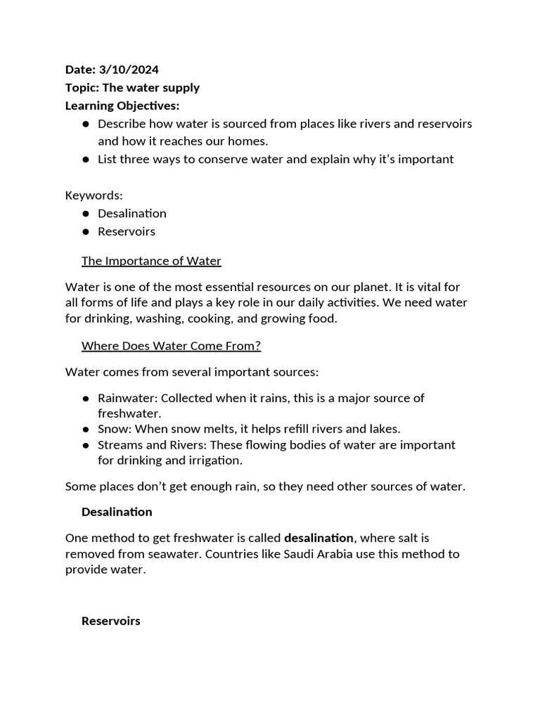 The Water Supply Geography Notes | PDF