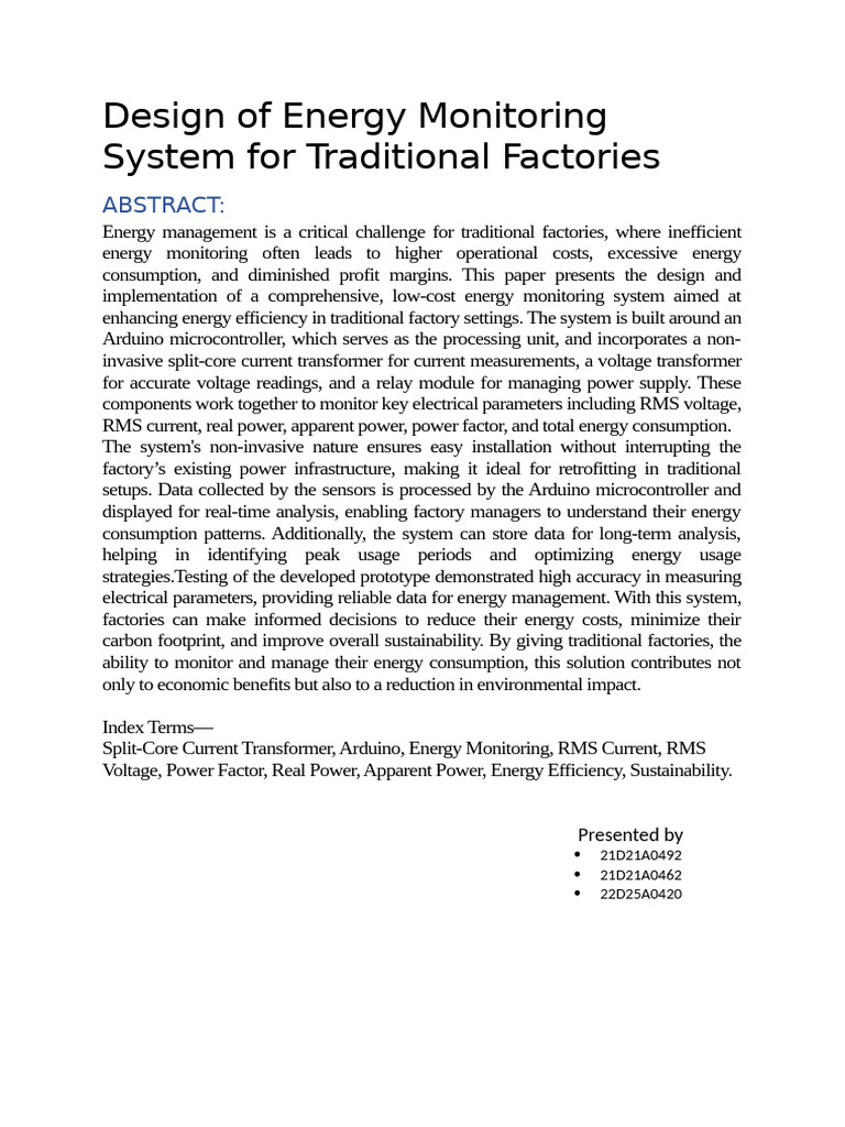 Energy Monitoring for Factories | PDF