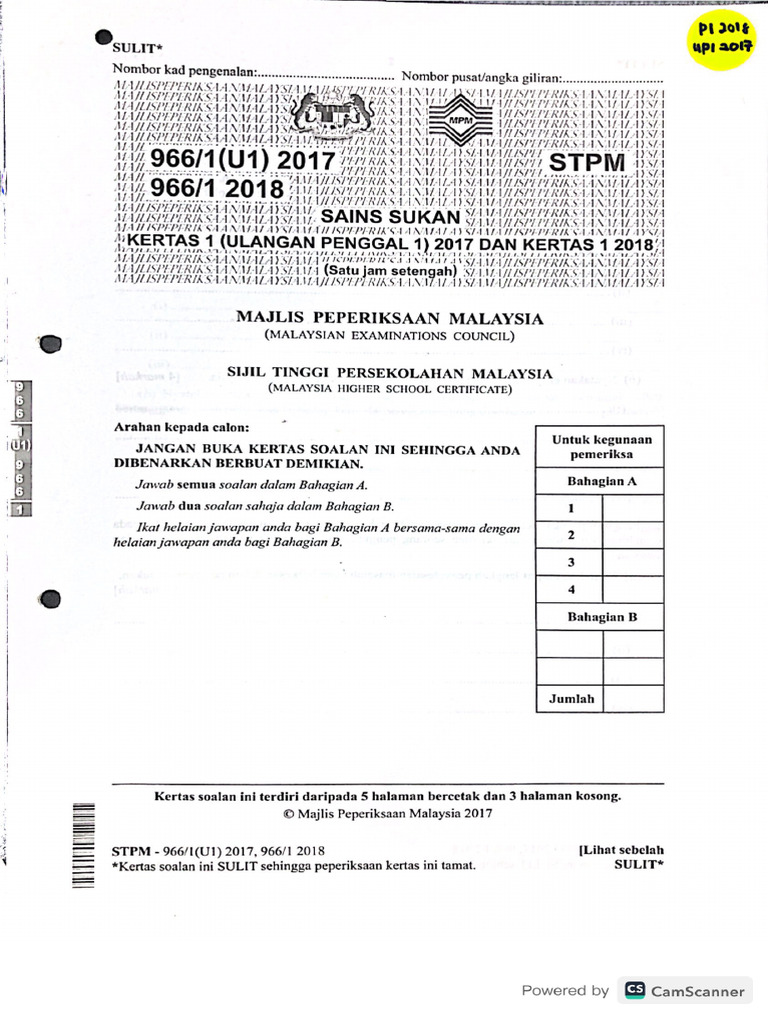 STPM 2018 (U1 2017) | PDF