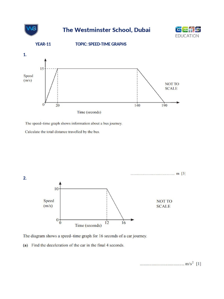 E2.9 - Graphs in Practical Situations - Worksheet | PDF