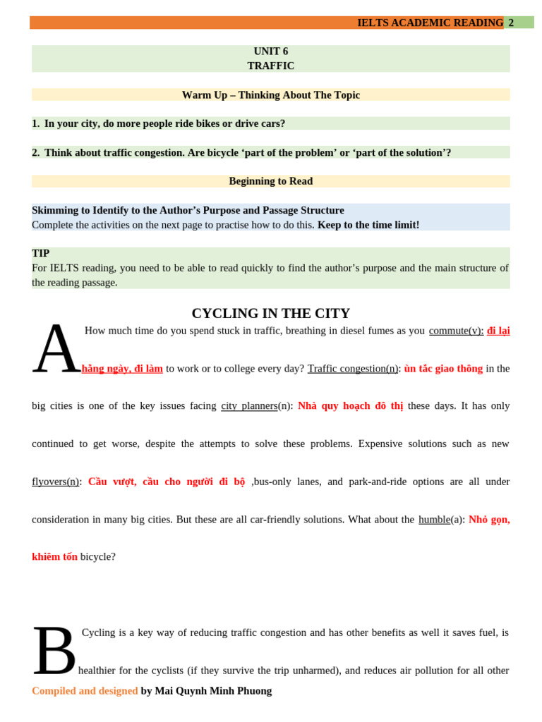 Basic - Read - U6 - Traffic | PDF | Traffic | Cycling Infrastructure