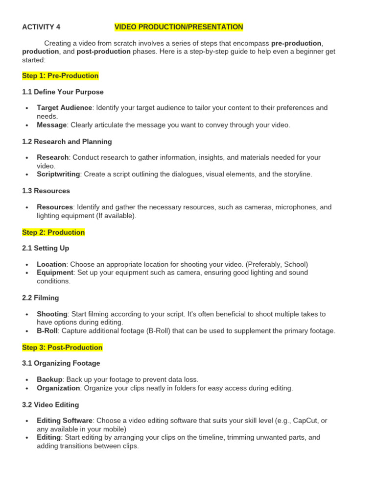 Creating A Video From Scratch Involves A Series of Steps That Encompass ...