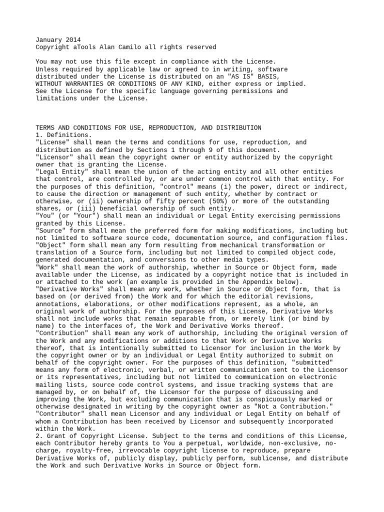 aTools License | PDF | License | Derivative Work